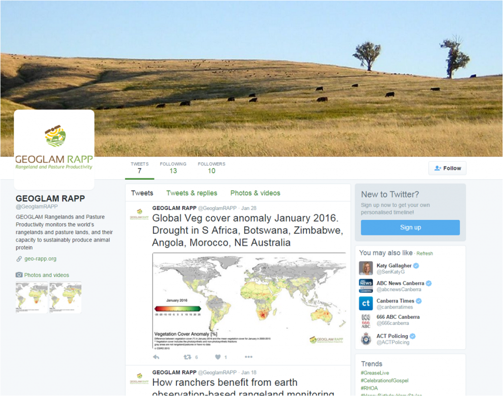 RAPP is on track for 2016 | GEOGLAM RAPP